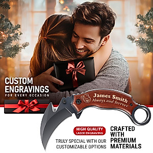 Stocking Stuffers for Adults - Custom Gifts for Men - Cool Engraved Personalized Knife - Christmas Gifts for Dad Boyfriend Husband Father in Law Stepdad - Gifts for Men Who Have Everything X-52 PS