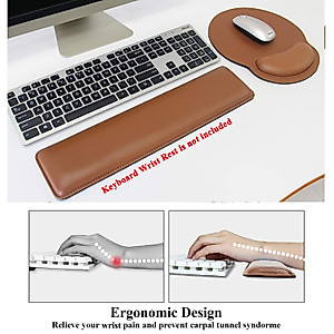 Meffort Inc Leather Mouse Pad with Wrist Rest Support & Non-Slip Base, Durable Ergonomic Gaming Mousepad - (Round, Brown)