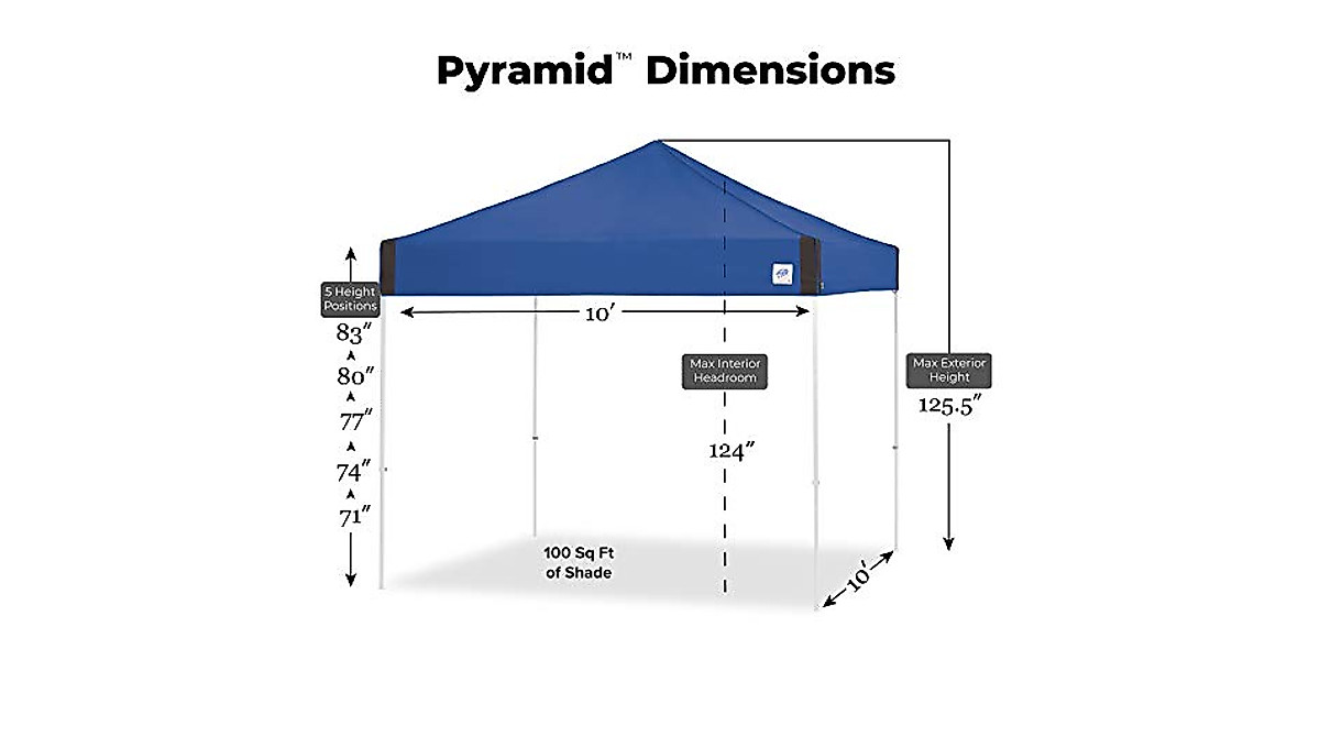 E-Z UP Pyramid 10'x10' Canopy - Quick Setup Shade in Royal Blue