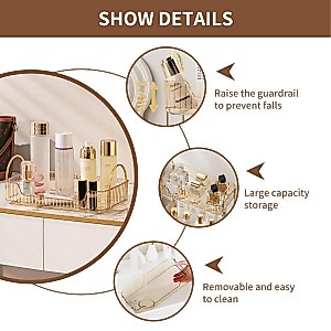 Bathroom Organizer Countertop, Vanity Trays for Bathroom, Skincare Makeup Organizer Tray, Vanity Organizer, Bathroom Counter Organizer for Cosmetics, Toiletries, Lotions, Perfumes (1 Tier, Amber)