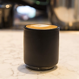 Fellow Monty Milk Art Cups - Double Wall Ceramic Cortado Mug, Matte Black with Graphite Base, 4.5 oz Cup