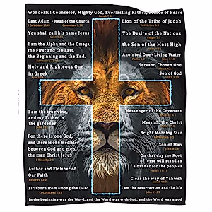LLARREH Bible Verse Blanket Christian Lion Prayer Religious Throw Blankets for Couch Sofa Bed Warm Gifts 50X60 in