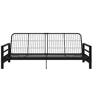 Pemberly Row Classic Design Full Size Metal Futon Frame in Black