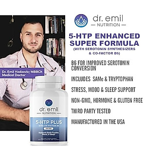 DR. EMIL NUTRITION 200 MG 5-HTP Plus with SAM-e to Maintain Normal Healthy Sleep and Create a Sense of Wellbeing - 5HTP Supplement with Vitamin B6-60 Vegan Capsules, 30 Servings