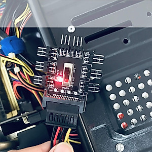 GELRHONR Chassis Fan Hub, SATA 1 to 8 Way12V 3 PIN Cooling Fan Splitter Controller Hub 3 Pin PWM for PC Desktop Computer Motherboard(12V 3-Pin)