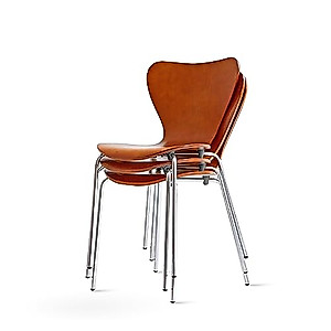 Livinia No.7 Mid-Century Modern Wooden Dining Chairs Set of 2, Contemporary Stackable Bentwood Kitchen Interior Armless Chairs with Steel Legs (Walnut)