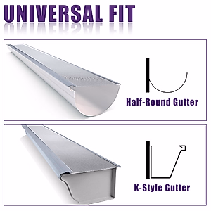 Mxclimate Gutter Guard 5'',Stainless Steel DIY Gutter Cover System 48ft,Micromesh Gutter Guards Downspout Leaf Protection fits any Traditional Roof Gutter Type,white