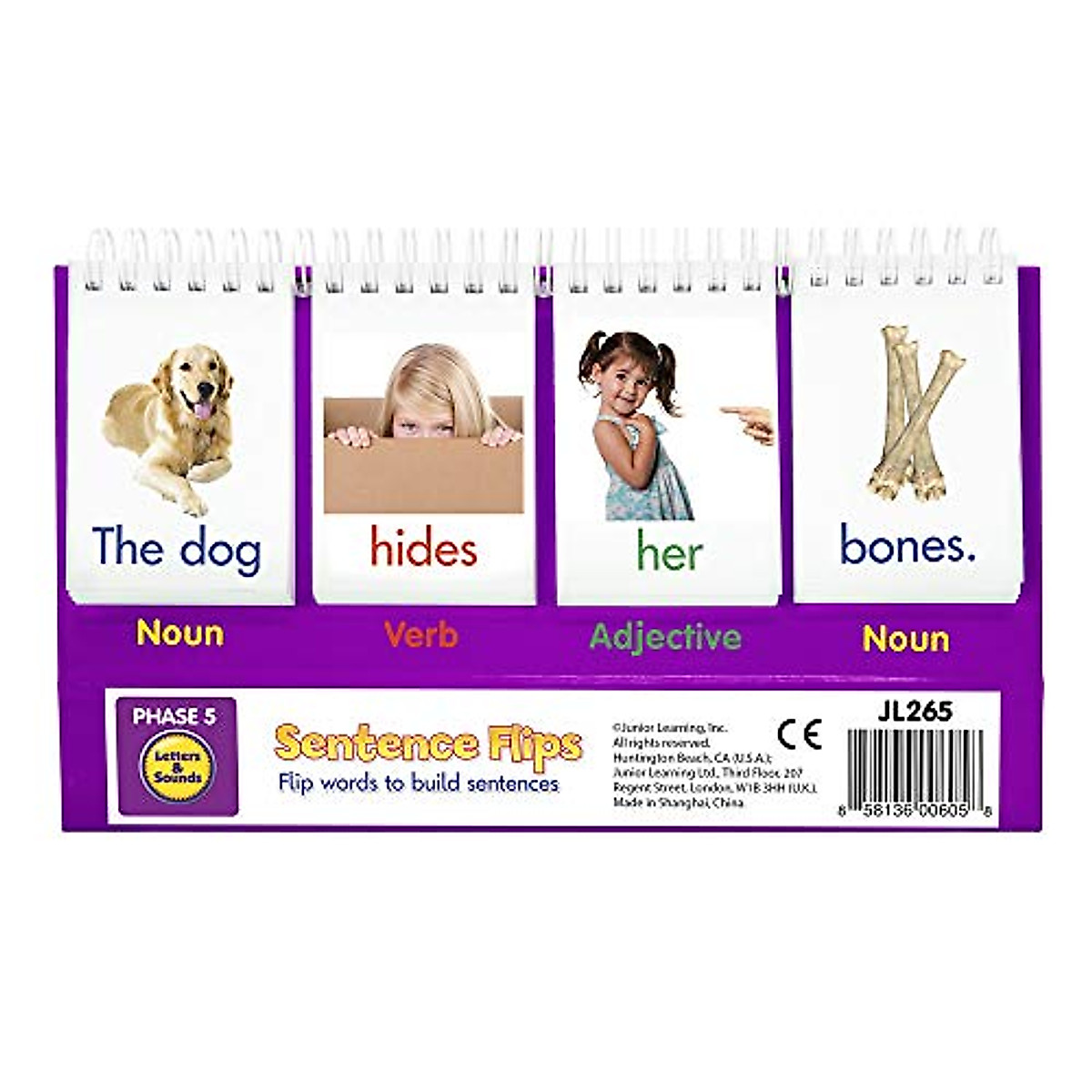 Junior Learning: Sentence Flips, Double-Sided Flip Stand, Enables Students to Build New Sentences,For Ages 4 and up,0.5 H x 9.25 L x 5.5 W