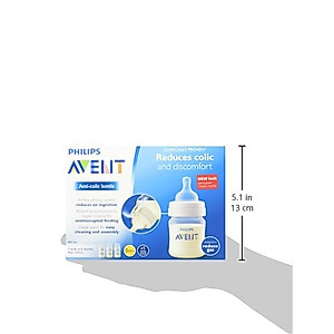 Philips Avent Anti-colic Baby Bottles Clear, 4oz, 3 Piece