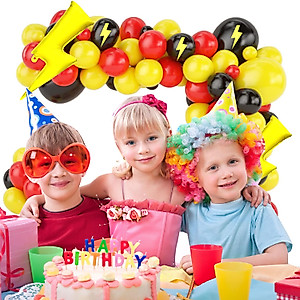 Red Black Yellow Birthday Party Decorations - 123 Pcs Cartoon Game Balloon Garland Arch Kit, Cartoon Theme Latex Balloon Arch For Cartoon Ball Baby Shower Birthday Party Supplies (red)