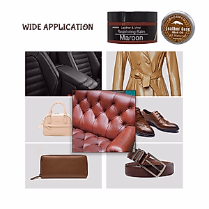 NADAMOO Maroon Leather Recoloring Balm with Mink Oil Leather Conditioner, Leather Repair Kits for Couches, Restoration Cream Scratch Repair Leather Dye For Vinyl Furniture Car Seat, Sofa, Shoes