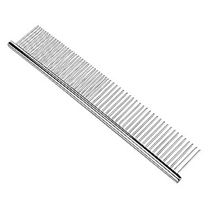 BPS Pet Grooming Comb 7-1/2 Inch Dog Comb,Silver Metal Comb for Persian Cat,Stainless Steel Straight Comb for Cavapoo,Collie,Poodle,Havanes,Maine Comb,Gift with Bottle Opener Keychain (19x3cm)