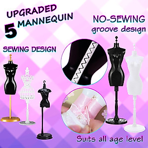 AMOPRO Fashion Designer Kit for Girls, 800PC+ Creativity DIY Arts & Crafts Design with 5 Mannequins, Learning Toys Doll Clothes Making Sewing Kit for Kids Ages 8-12+ Birthday Girls Gift