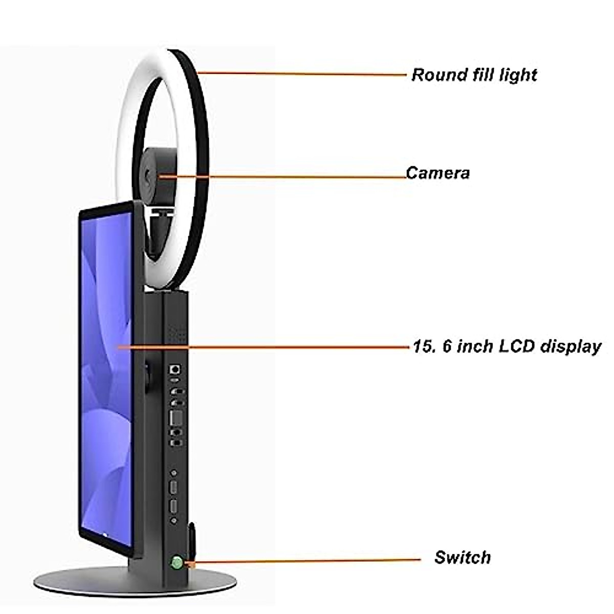 All in One Live Broadcast Machine for Android 11.0, 15.6 Inch Large Screen Desktop Live Streaming Equipment with WiFi and BT 5.0, Phone Screen Casting, 4 Camera Screens (US Plug)