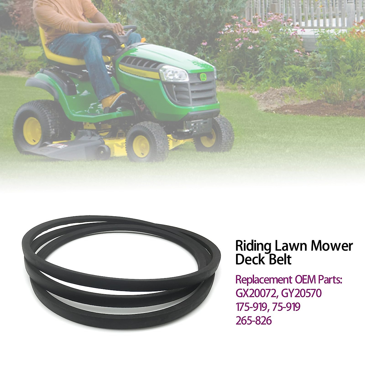 Rinlius GX20072 Mower Deck Belt (1/2" x 104") for John Deere LA105 LA115 L110 D110 L100 L130 L1742 D100 D120 D130 Riding Lawn Mower with 42 inch Deck Replaces OEM GY20570