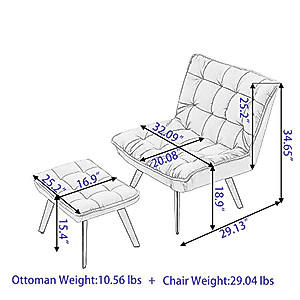 INMOZATA Modern Accent Chair Velvet Fabric Leisure Chair Armchair TV Chair Bedroom Chair with Footstool Black Legs for Indoor Home and Living Room,Dark Green