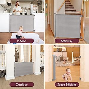 Momcozy Retractable Baby Gate, 33" Tall, Extends up to 55" Wide, Child Safety Baby Gates for Stairs, Doorways, Hallways, Indoor, Outdoor