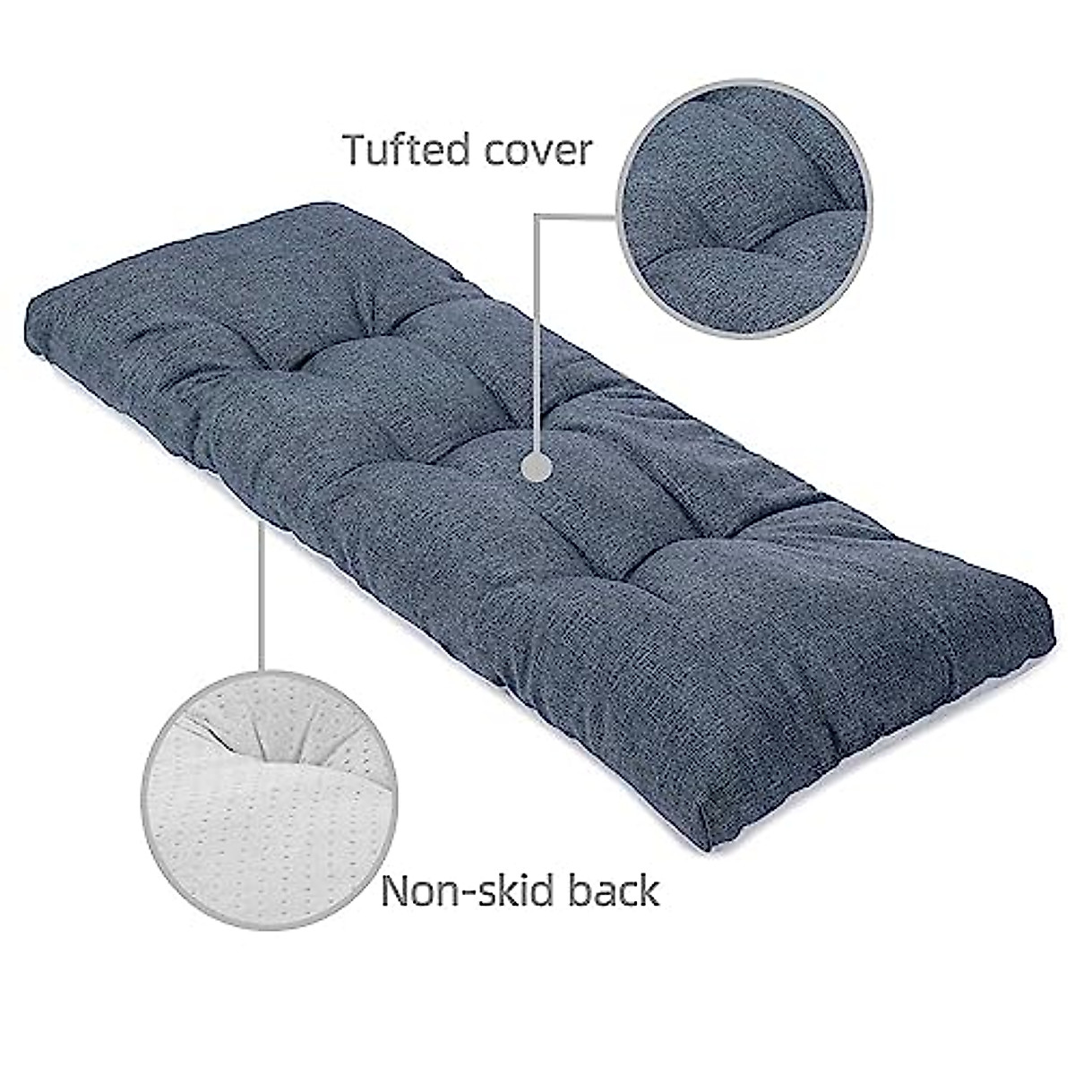 SEKUMDAN Bench Cushion Outdoor Chair Lounge Cushions Durable Non-Skid Tufted Overfilled Seat Pad for Porch Swing Piano Loveseat Outdoor Indoor Furniture (36 in L x 14 in W x 2.5 in T, Navy)