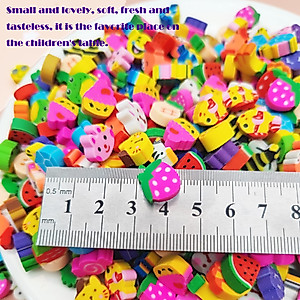 300PCS Assorted Mini Novelty Pencil Erasers for Kids,Fun Cute Bulk Fruit Animals Collection Erasers for Classroom Student Prize Homework Awards Party Gifts School Supplies