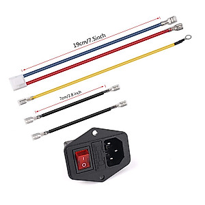 URBEST Inlet Module Plug 5A Fuse Switch Male Power Socket w Switch Plug 10A 250V 3 Pin IEC320 C14 Connected Terminal Crimps and Wires