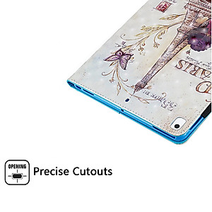 UUcovers iPad 10.2 inch Case 9th/8th/7th Generation (2021/2020/ 2019) & iPad Air 3 (10.5") 2019/iPad Pro 10.5" 2017 with Pencil Holder [Auto Wake/Sleep] Stand Smart PU Leather Folio Cover,Paris Tower