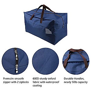 AMJ 100L Large Storage Bag for Comforters, Blankets, Clothes, Quilts and Towels, Better and Sturdy Organizer Bag, Thick Ultra Size Under Bed Storage, Moisture Proof, Blue