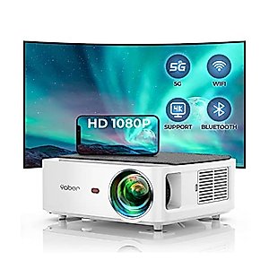 Projector with WiFi and Bluetooth, 13000L Outdoor Movie Projector Native 1080P 5G WiFi 4K Supported, YABER V6 Portable Home Theater Projector, 300" Display 4P Keystone 50% Zoom Compatible with Phone