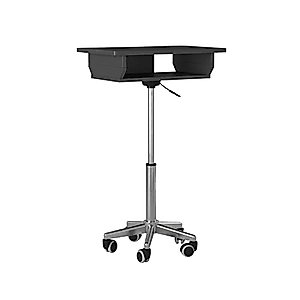 Techni Mobili RTA-B006-GPH06 Folding Cart with Storage, Laptop Stand with Height Adjustable, Non Marking Caster Wheels, Graphite