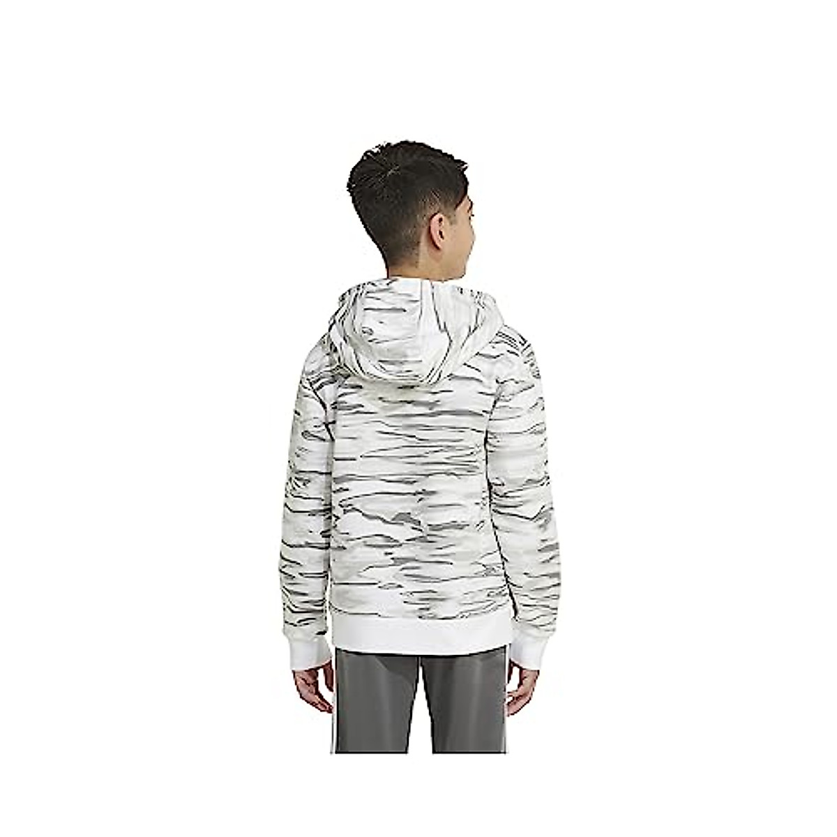 adidas Boys' Long Sleeve Camo Print Hoodie, White (New)