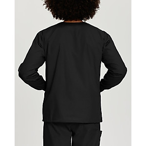 Landau Scrub Zone Unisex Relaxed Fit 2-Pocket Snap-Front Scrub Jacket 75231 Black 5XL