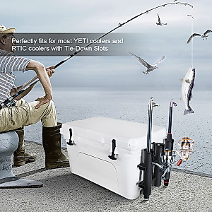 AIEVE Fishing Rod Holder, Fishing Pole Holder Fishing Rod Rack Stand Attachment Rod Holders for Boat, Cooler Holder for YETI and RTIC