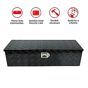 LucaSng 39"X13"X10" Black Aluminum Heavy Duty Pick Up Truck Truck Bed Tool Box Trailer Storage Tool Box w/Lock & Keys