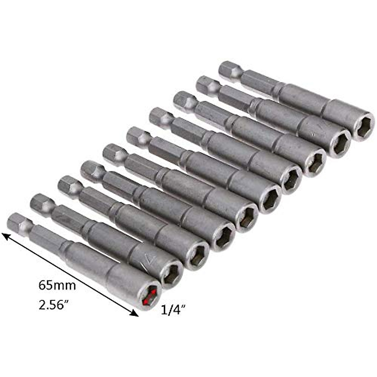 Bestgle 10pcs 1/4'' Hex Shank Nut Driver Bit Sets, Quick Change Socket Nut Impact Driver Adapter Imperial Size 1/4"