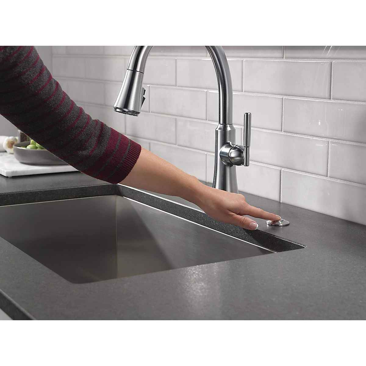 Delta Faucet Air Switch for Disposal Brushed Nickel, Air Switch for Garbage Disposal, Air Switch Kit, Air Switch Button, Arctic Stainless 72050-AR