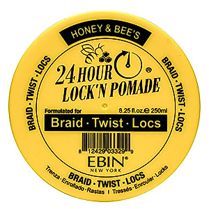 24 HOUR LOCK'N POMADE Braid Formula, Honey & Bee’s, 8.25 Oz | Great for Braiding, Twisting, Edges, No Residue, No Flaking, Extreme Firm Hold, High Shine, Honey Scented