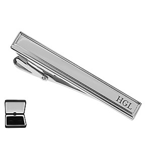Personalized Silver Stainless Steel Beveled Tie Clip Bar Custom Engraved Free - Ships from USA