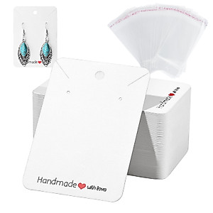 XIANNVXI Earring Cards 100Pcs Earring Display Card for Selling,with Packaging Bags for Earrings Necklace Jewelry Holder Cards -White Earring Card(2''W-3''L)