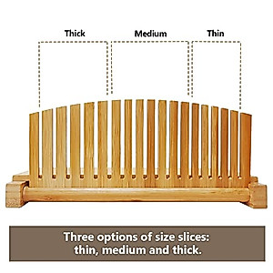 Kiss Core Premium Bamboo Bread Slicer for Homemade Bread, Crumb Catcher, Foldable and Compact Loaf Cutter 3 Size Slicing Guide