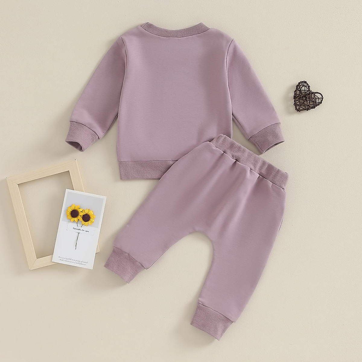 Toddler Baby Girl Clothes Long Sleeve Letter Print Sweatshirt and Stretch Jogger Pants Newborn Fall Winter Outfit (Mama is My Bestie Purple, 18-24 Months)