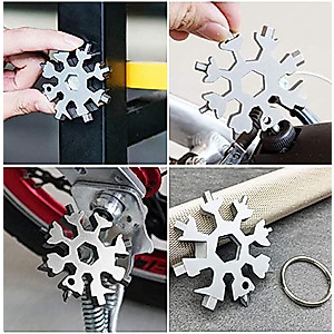 18-in-1 Snowflake Multi Tool, Stainless Steel Snowflake Bottle Opener/Flat Phillips Screwdriver Kit/Wrench, Durable and Portable to Take, Great Christmas gift(Standard, Stainless Steel). (Silver)