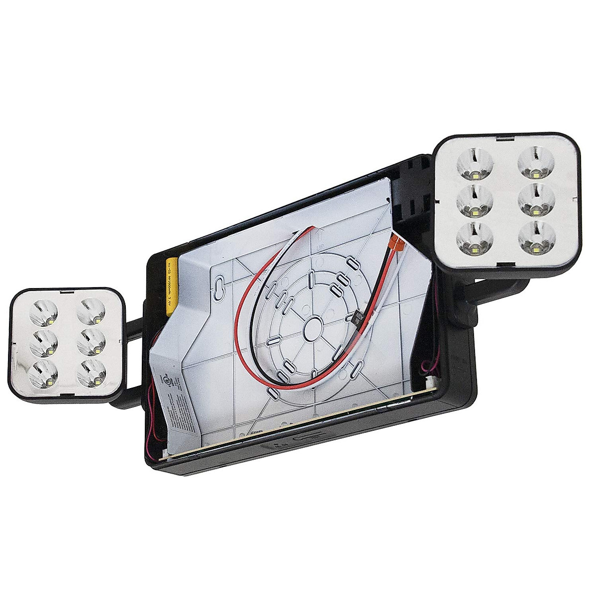 LFI Lights | UL Certified | Hard Wired | LED Exit Light Combo | 180° Adjustable Head Lamps | Black Housing | Red Lettering | 2 Pack | COMBOLGRBBBx2