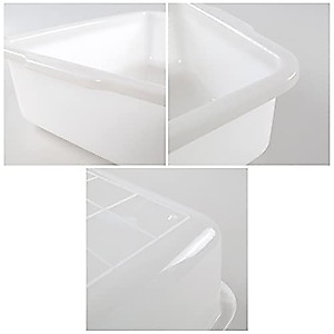 Zopnny Pack of 4 Plastic Plastic Bus Tub, Large Commercial Utility Bus Boxes Set, 35 L, White
