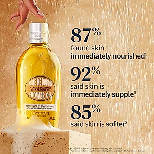 L'OCCITANE Cleansing & Softening Almond Shower Oil: Oil-to-Milky Lather, Softer Skin, Smooth Skin, Cleanse Without Drying, With Almond Oil, 16.9 Fl. Oz Refill