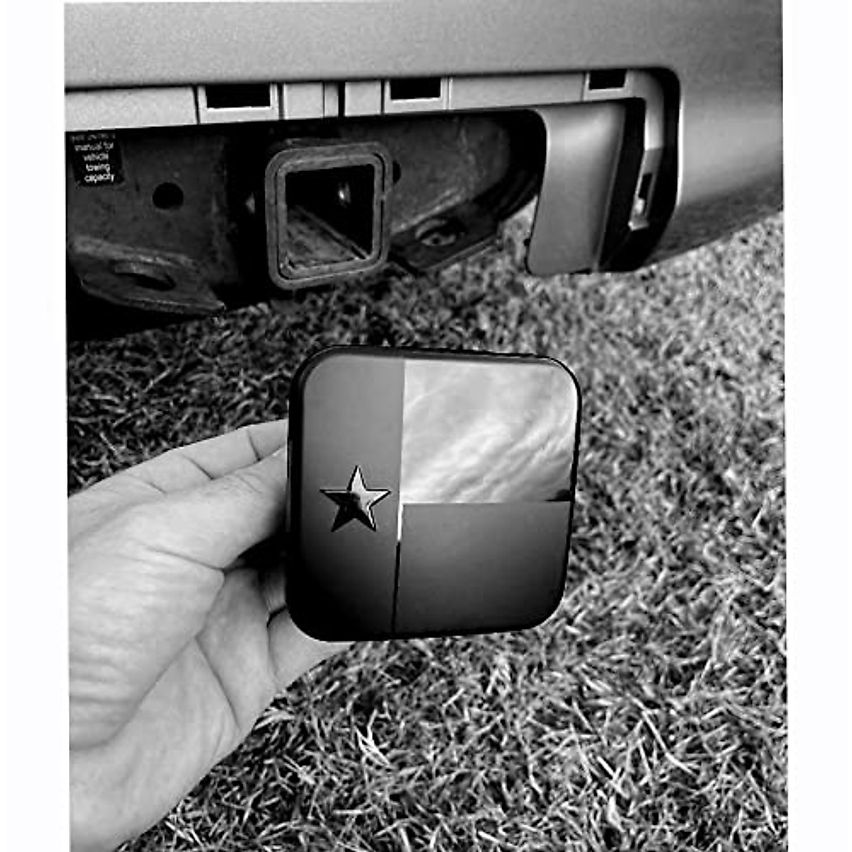 Texas State Metal Flag Hitch Cover Plug (Fits 2" Receiver, Black)