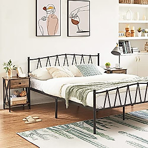 VECELO Modern Versatile Nightstands X-Design Side End Table Night Stand Storage Shelf with Bin Drawer for Living Room Bedroom, Set of 2 (Brown)