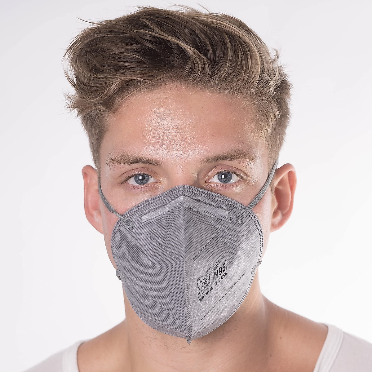 Aidway N95 Respirator - Made in USA - Protection from Dust & Airborne Contaminants - Disposable - 10 Count - Grey