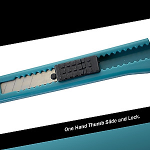 MotoProducts 12 Turquoise Blue Small Retractable Utility Knife Wholesale 5 inch Manual Lock Box Cutter Snap Off Blade