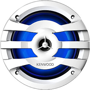 Kenwood KFC-1673MRWL 6-1/2" 2-Way Marine Speakers with Grilles (Pair) | Built-in LED Lights (White)