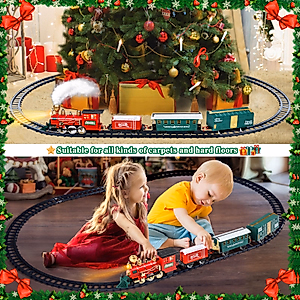 BainGesk Train Set with Steam Locomotive Engine, Christmas Train Set for Christmas Tree, Electric Train Toys with Smoke, Light & Sounds, for 3 4 5 6 7 8+ Year Old Boys Girls