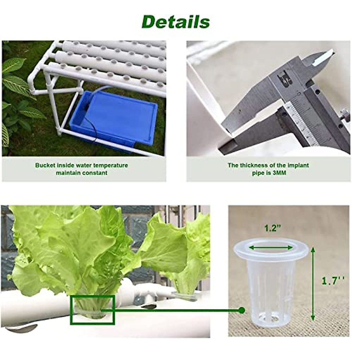 INTBUYING Hydroponic36Holes Plant Site Grow Kit Hydroponics Growing System Garden System Vegetable Ladder Style-4 Pipes 4 Layer （Outer Set Hose）